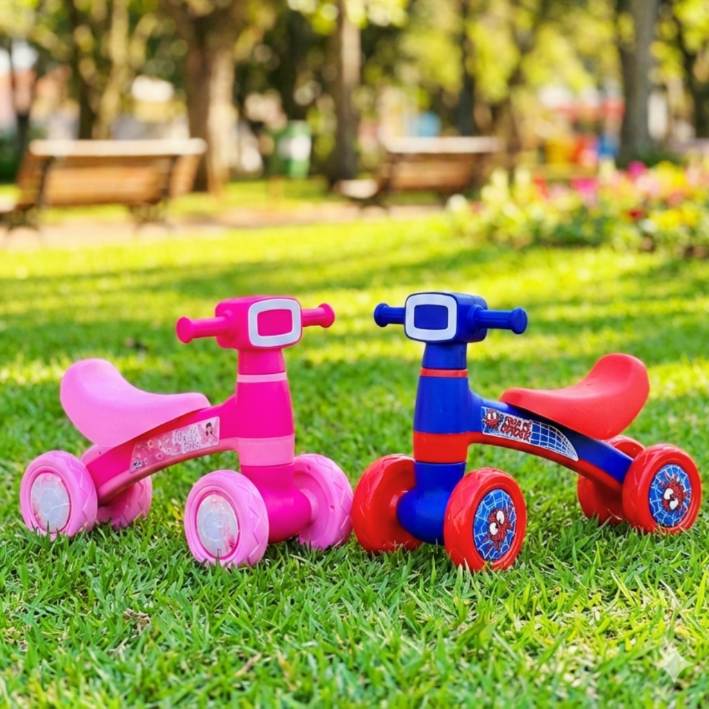 Bicicleta Equilíbrio Infantil Andador Sem Pedal 4 Rodas Bebê Criança ...