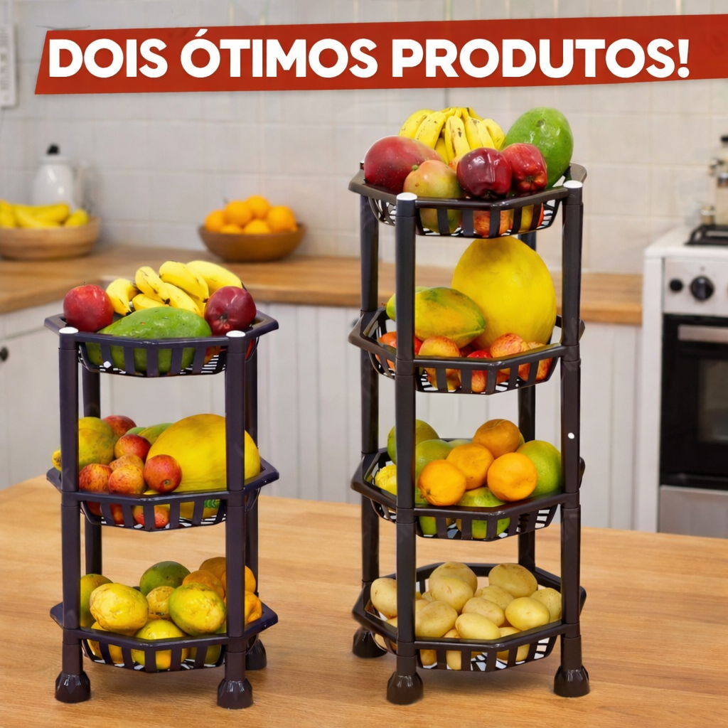 Fruteira Plástica Cesto Prateleira Octagonal Forte Multiuso Organizador ...