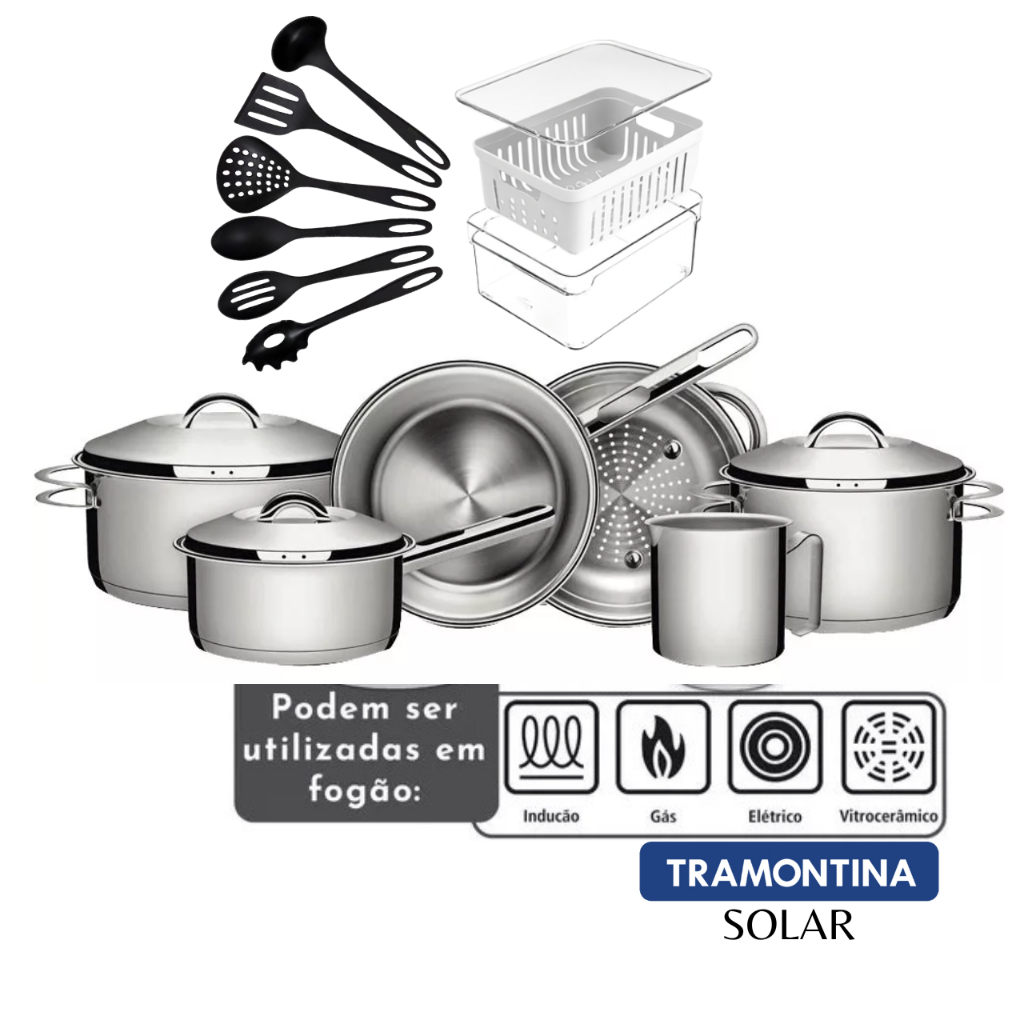 Jogo de panelas Solar 6 pçs Pote Organizador Geladeira Cesto Kit ...