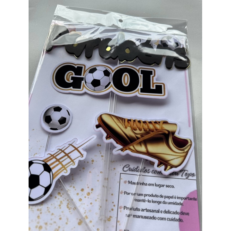 Topo/Topper de Bolo 3D Time de Futebol, Chuteira, Dourado | Shopee Brasil