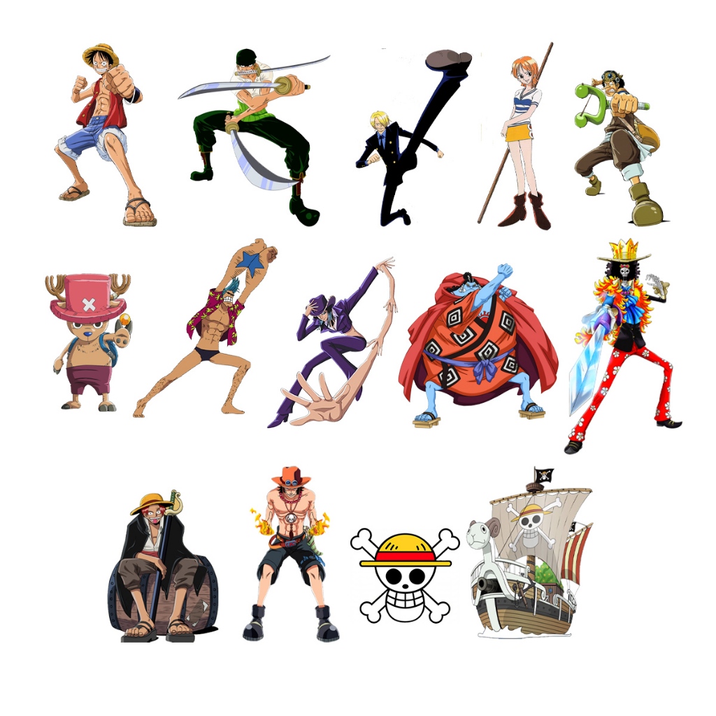 Kit 96 Adesivos De Parede Piratas One Piece Zoro Nami Robin Luffy Sanji ...
