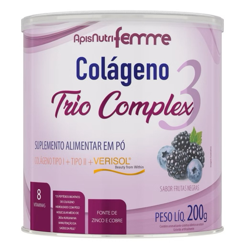 Colágeno Trio Complex Verisol + Tipo 2 Frutas Negras 200g Apisnutri ...