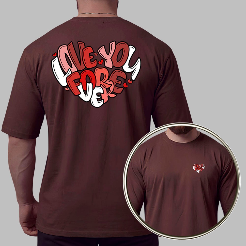 Camiseta Masculina 100% Algodão Camisa Oversized Coração Love You ...