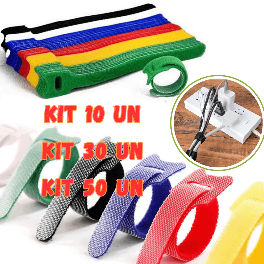 Kit 10 UN /30 UN/50 UN Organizador de Cabos e Fios Abraçadeira Multiuso ...