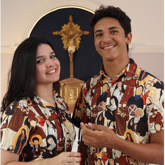 Camisa de Botão Religiosa Católica Masculina e Feminina Estampa São ...