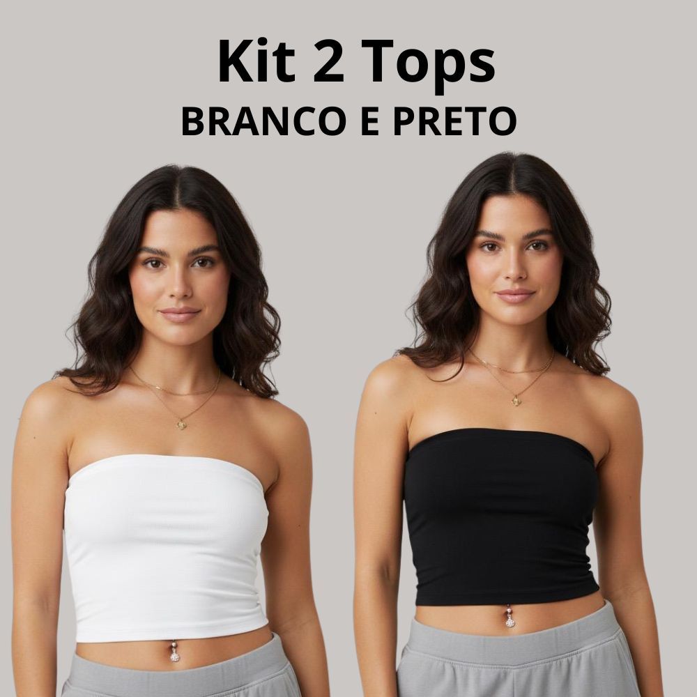 KIT 2 Top Tube Tomara Que Caia Feminino Suplex Duplo Liso Cropped ...
