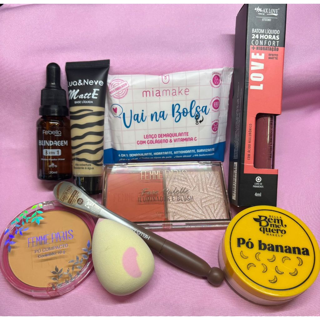 Kit Maquiagem Completa: Pele de Porcelana + Blindagem (9 Itens ...