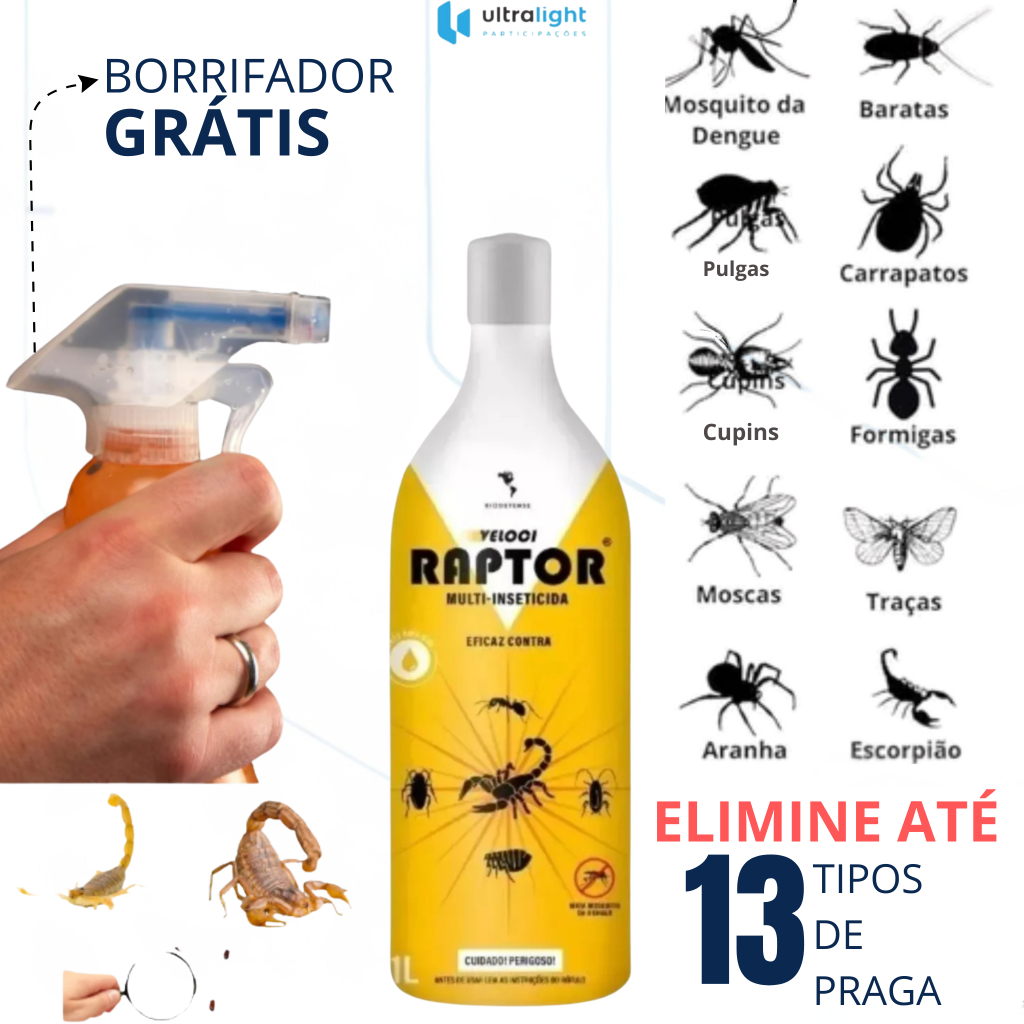 Raptor Imunizador Mata Escorpião Barata Multi Inseticida + Borrifador ...
