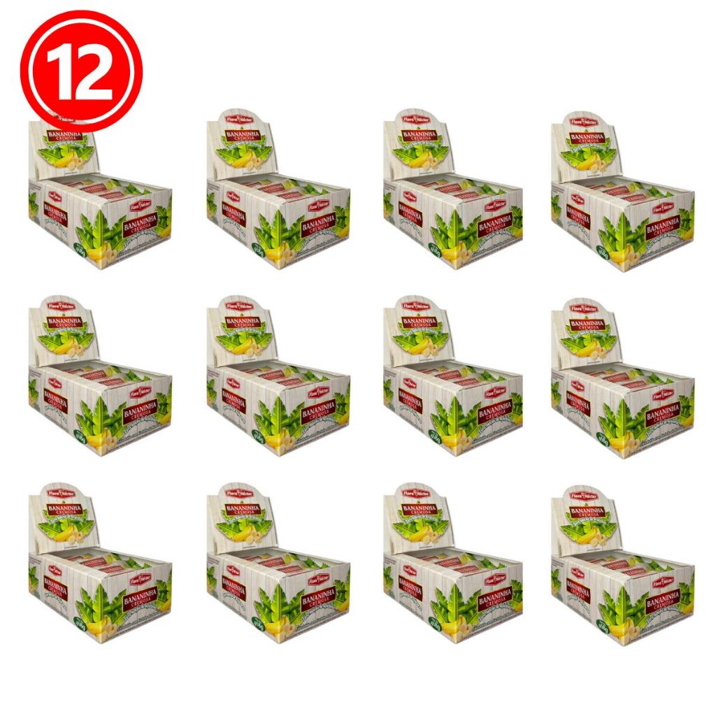 Kit 12 Displays Bananinha Cremosa zero ad Açúcar 18un Flora Néctar ...