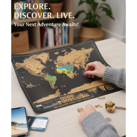 "Mapa Mundi de Raspar" (em inglês, Scratch-off World Map) | Shopee Brasil