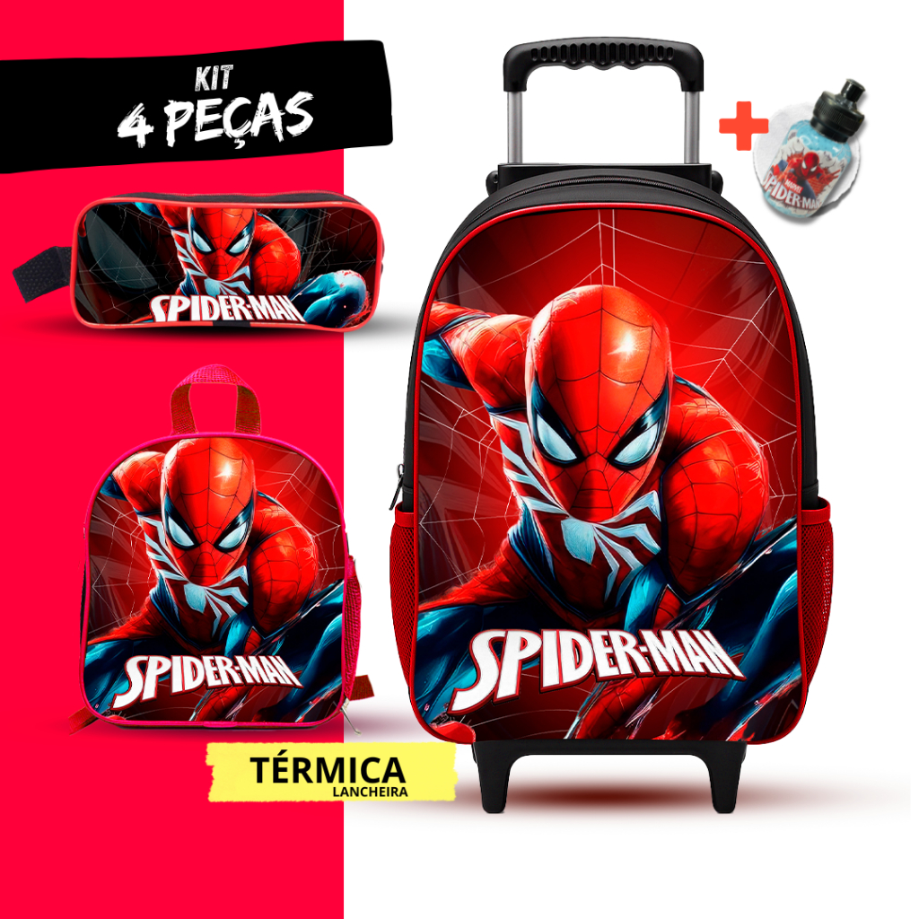 Kit Mochila Escolar Homem Aranha + Lancheira Térmica + Estojo | Shopee ...
