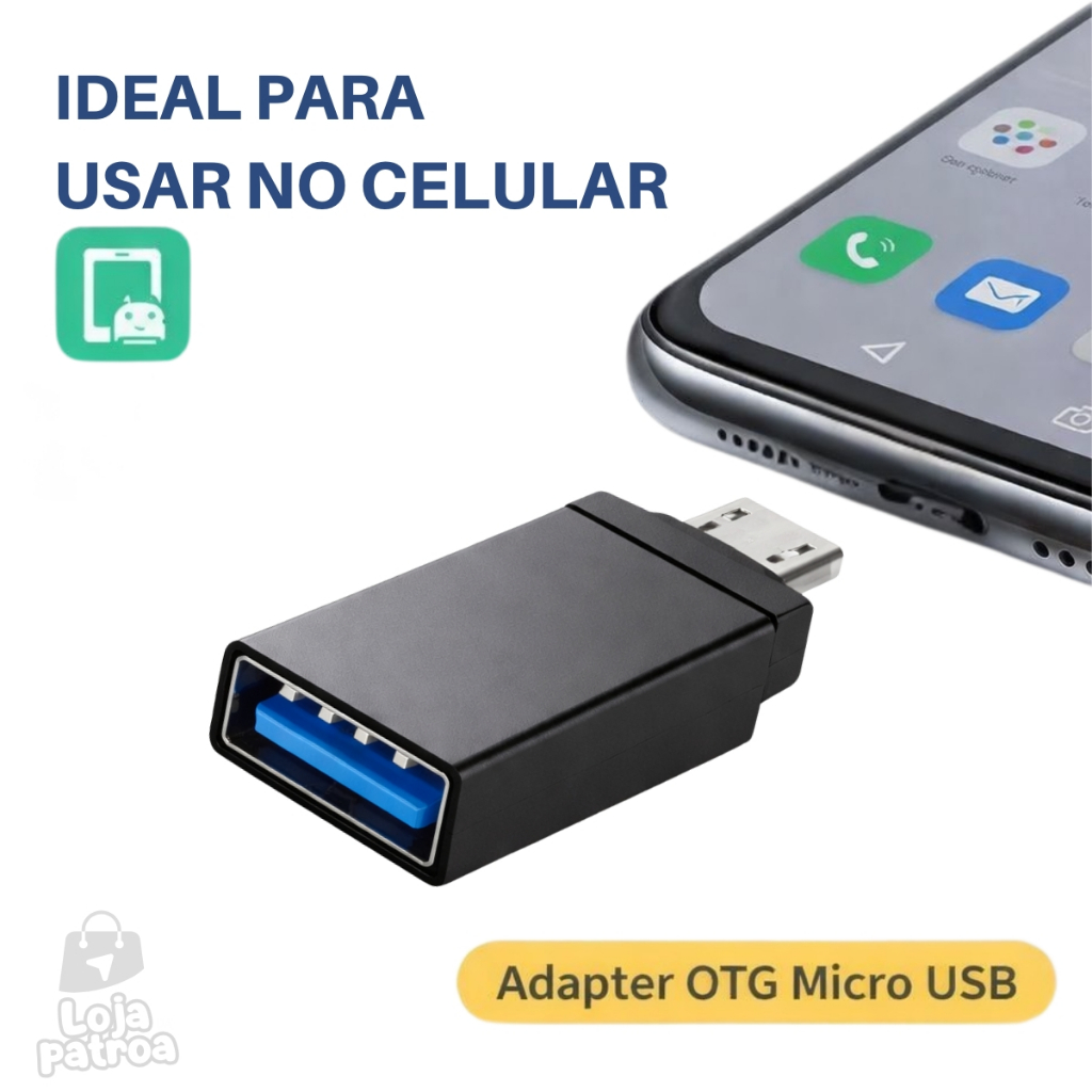 Adaptador Conversor Micro OTG USB Para micro V8 | Plug & Play | Pen ...