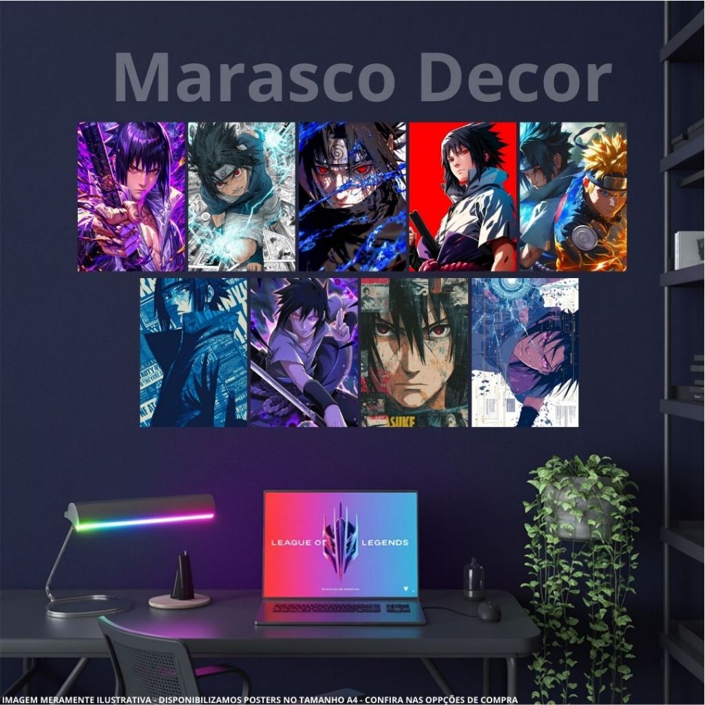 Kit Posters Sasuke Uchiha Naruto A4 Papel Fotográfico 180g Brilhante ...