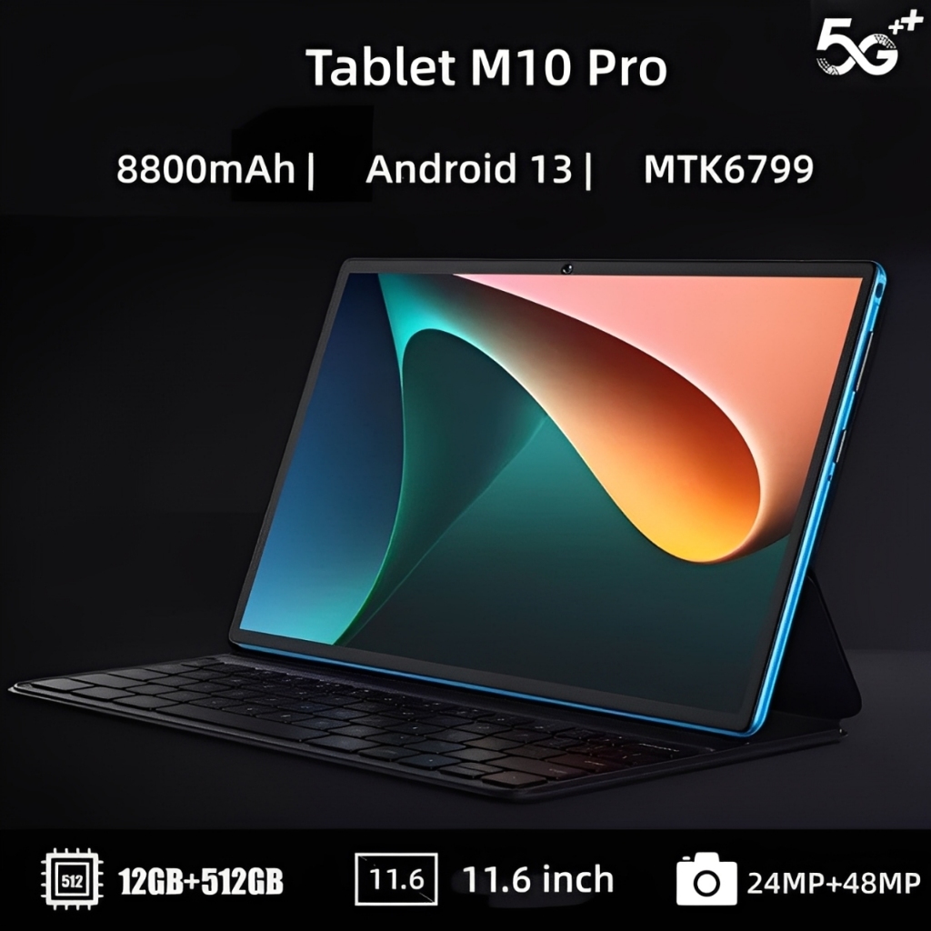 [Teclado e mouse grátis] Tablet M10 Android 11,6 polegadas Full HD 12 ...