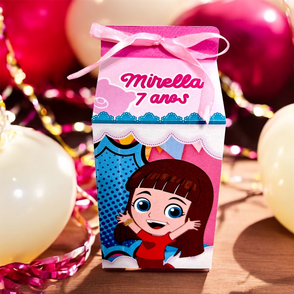 20 Caixinhas Milk Gi Aventureira Rosa e-Lucas Neto Personalizada Com ...