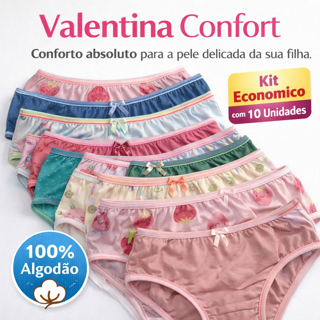 Kit 10 Calcinhas Infantil Algodão Antialérgico Menina 2 a 9 Anos ...