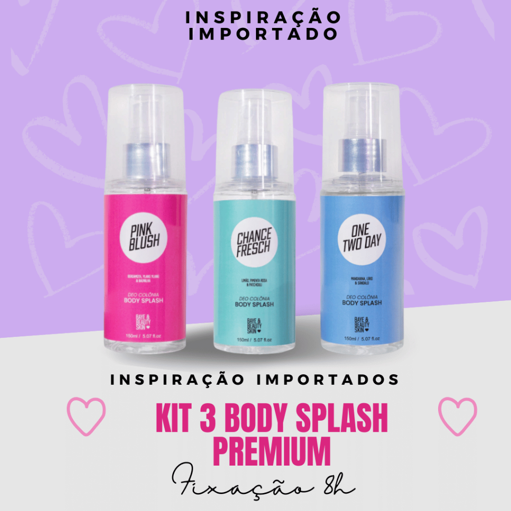 Kit 3 Body Splash 130ml com Fixação de Perfume Importado | Pink Blush ...