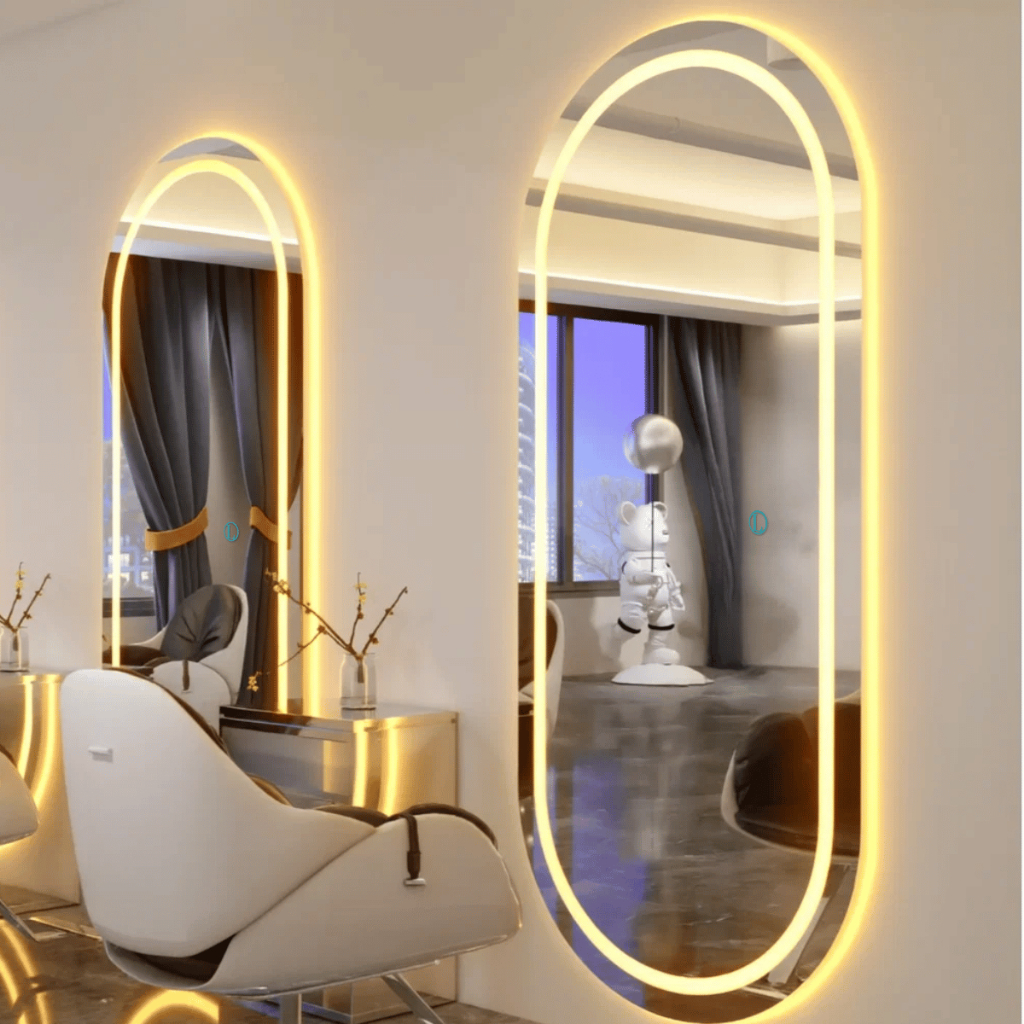 Espelho Oval com Led e Botao Touch Screen Grande Corpo Inteiro 110x90 ...