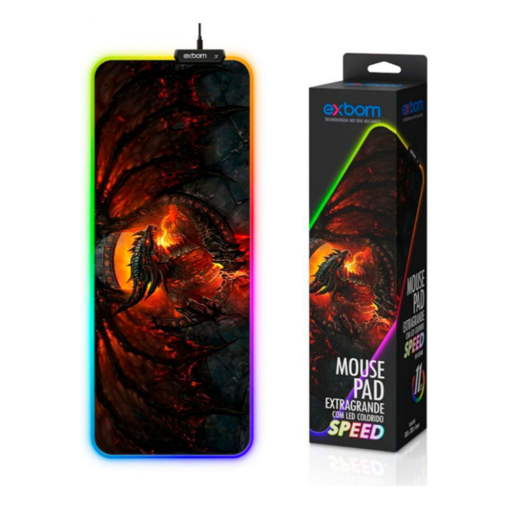 Mousepad Gamer Grande Com Led Rgb 11 Cores 80x30cm - Dragão | Shopee Brasil