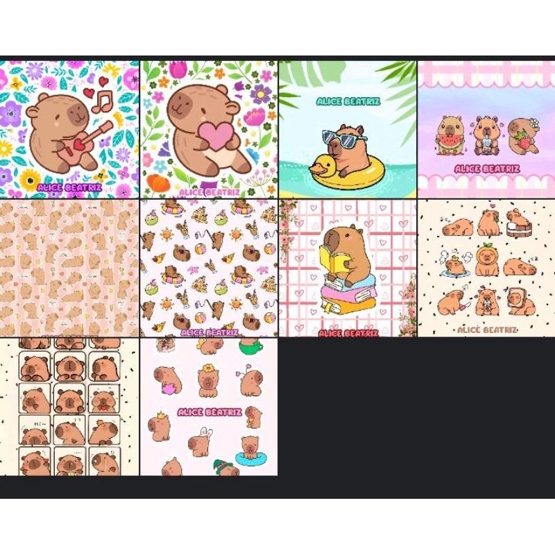 Adesivos para capa de caderno personalizados tema CAPIVARA / CAPYBARA ...