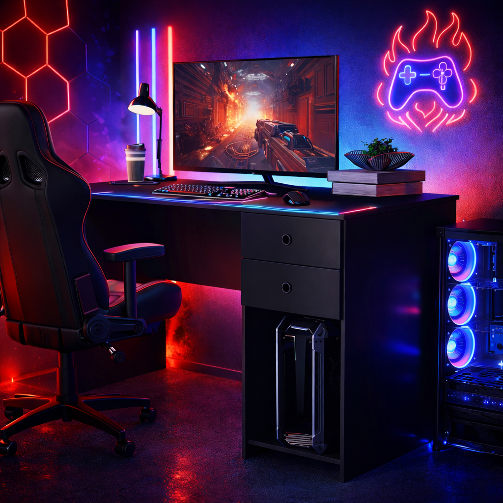 Mesa Gamer Escrivaninha NVIDIA Nitro Premium com Suporte para CPU ...