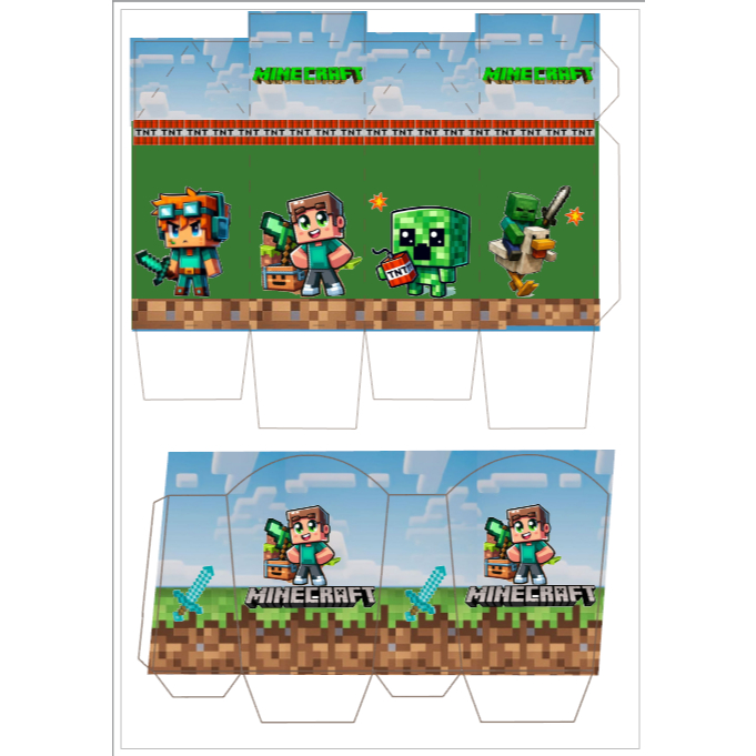 Envio imediato - TEMA Minecraft mini Kit 80 Lembrancinha mimos Festa de ...