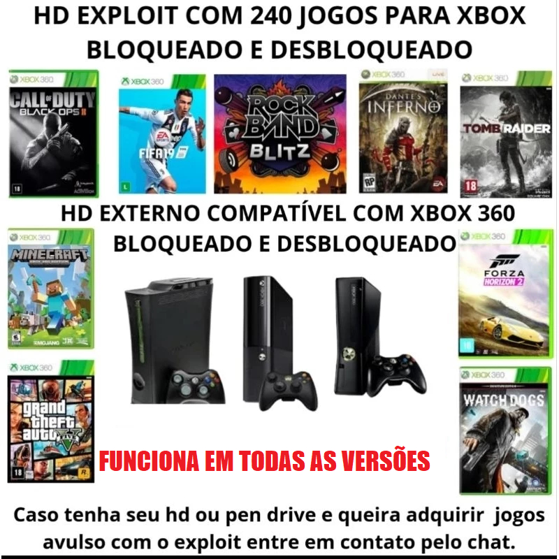 HD EXTERNO EXPLOIT COM + 2 MIL JOGOS PARA XBOX 360 BLOQUEADO E ...
