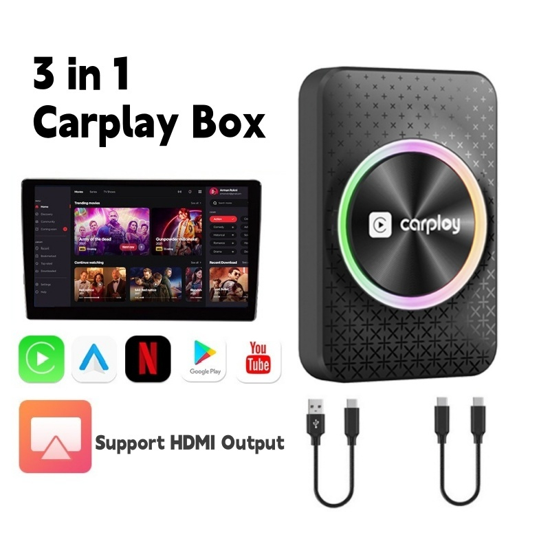 Adaptador Automático Sem Fio CarPlay Android 12 Magic Box Com Netflix ...