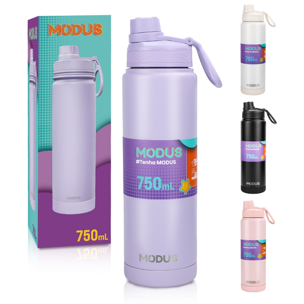MODUS Garrafa Térmica Inox 750ml Água com Base Emborrachada | Shopee Brasil