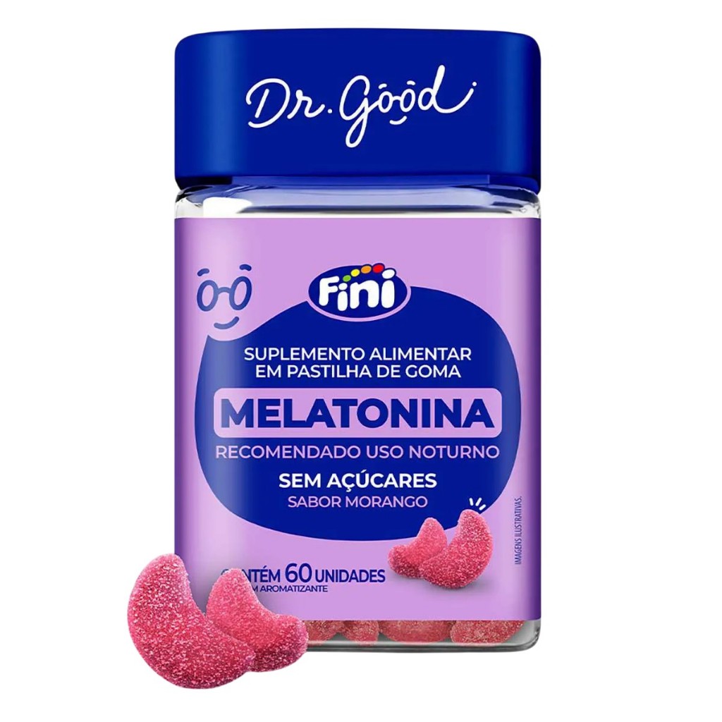 Melatonina Sabor Morango Sem Açúcar Fini 60un - Dr. Good | Shopee Brasil