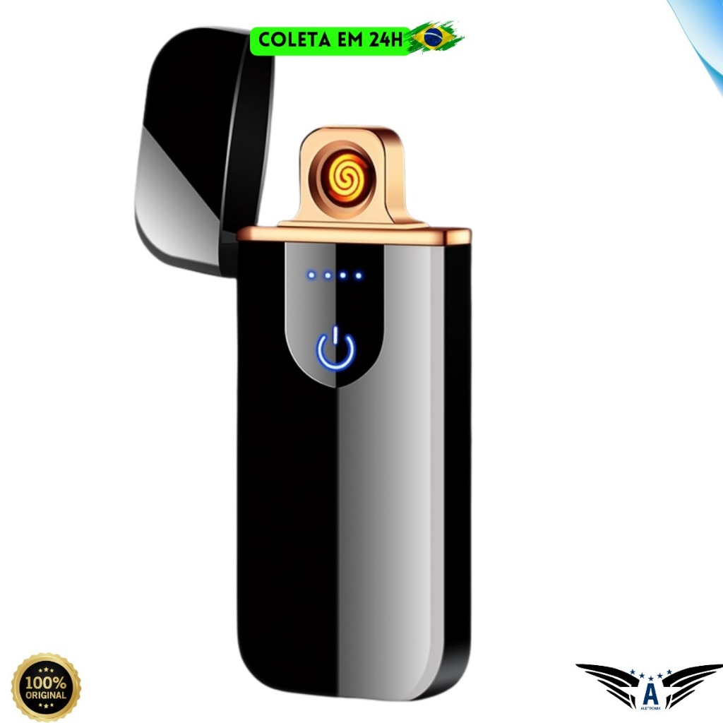 Isqueiro Elétrico Portátil USB Recarregável Premium Ecológico Display ...
