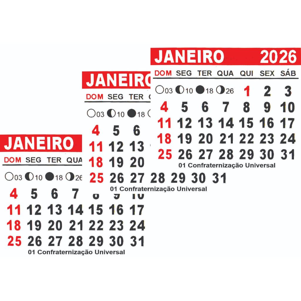 Mini Calendário 2026 com 100 unidades Bloquinho para Ímã de Geladeira ...