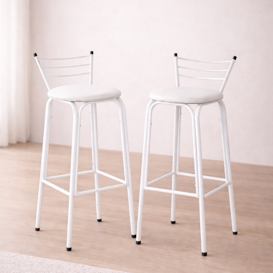Banqueta Alta Kit 2 Reforçada Industrial Estrutura Branco Ideal pra ...