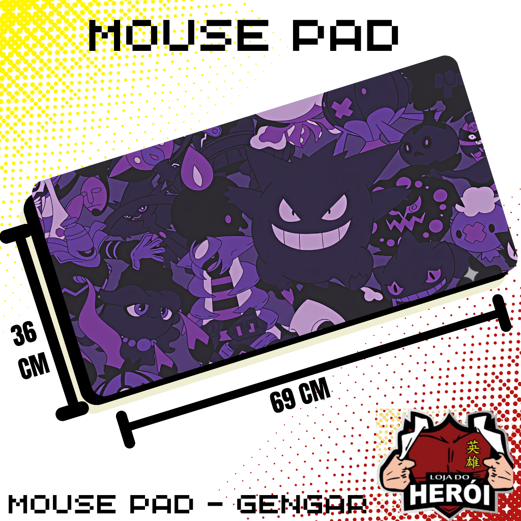 Mouse Pad Grande - Playmat - Gamer - Pokémon - Gengar - Animes Cosplay ...