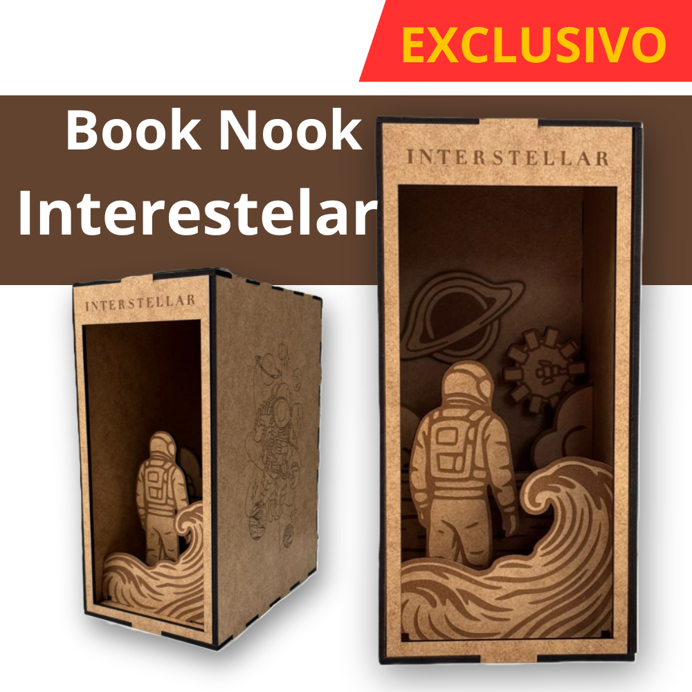Book Nook Interestelar - Cenário de Estante em MDF 3mm com LED ...