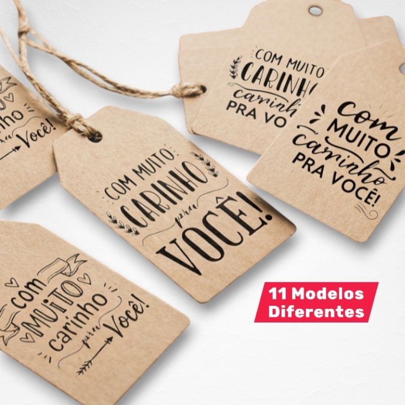 Tag de Papel Kraft 180g - 50/100 Unid. - 4x7cm - Tags para Presentes ...