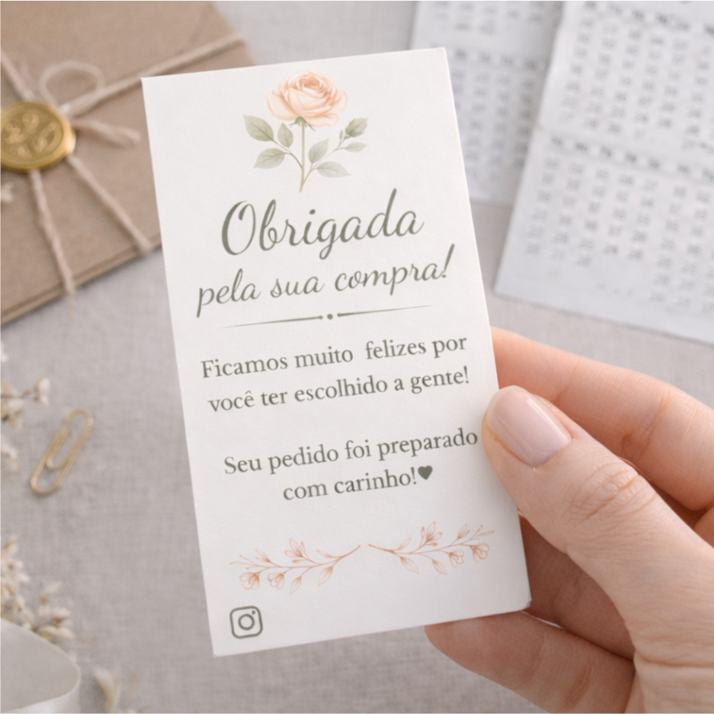 Cartão de Agradecimento com Calendário 2026 | Mimo para Cliente | Tag ...