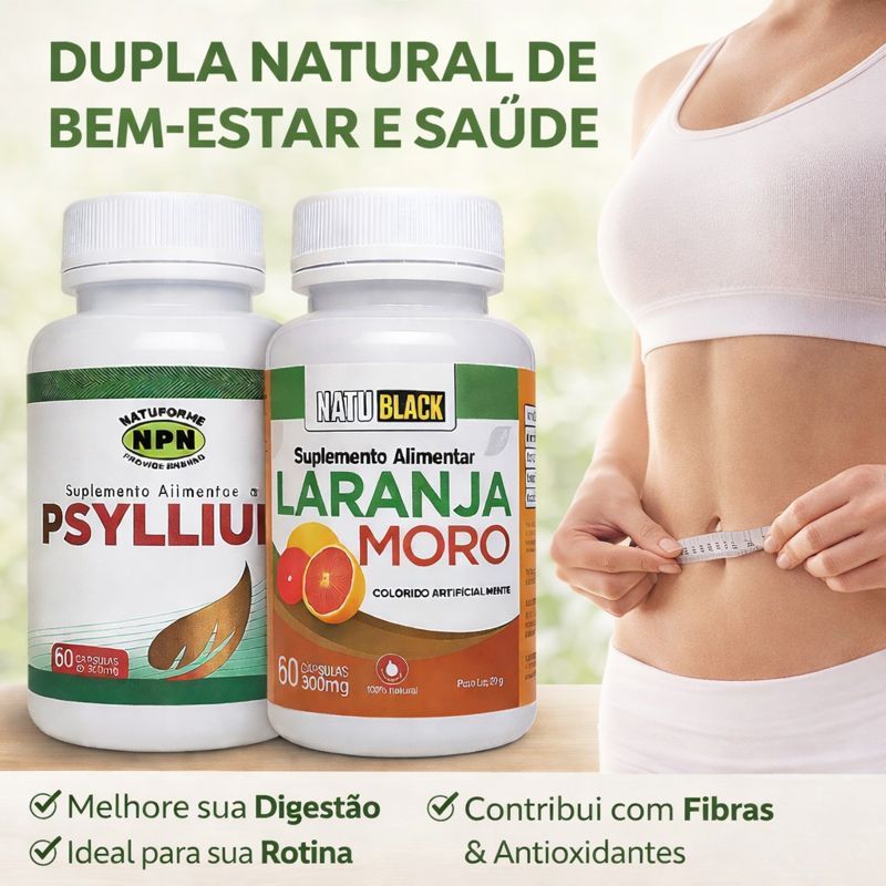Kit Psyllium + Extrato Cítrico Natural 60 Cáps Fibra Vegetal e ...