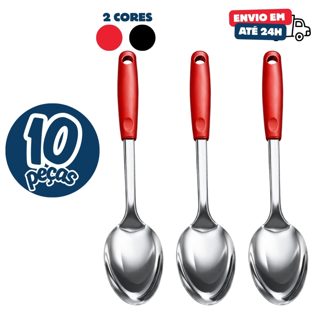 KIT 10 Colher de Arroz Colher Servir Colher Grande Aço Inox Ideal Para ...