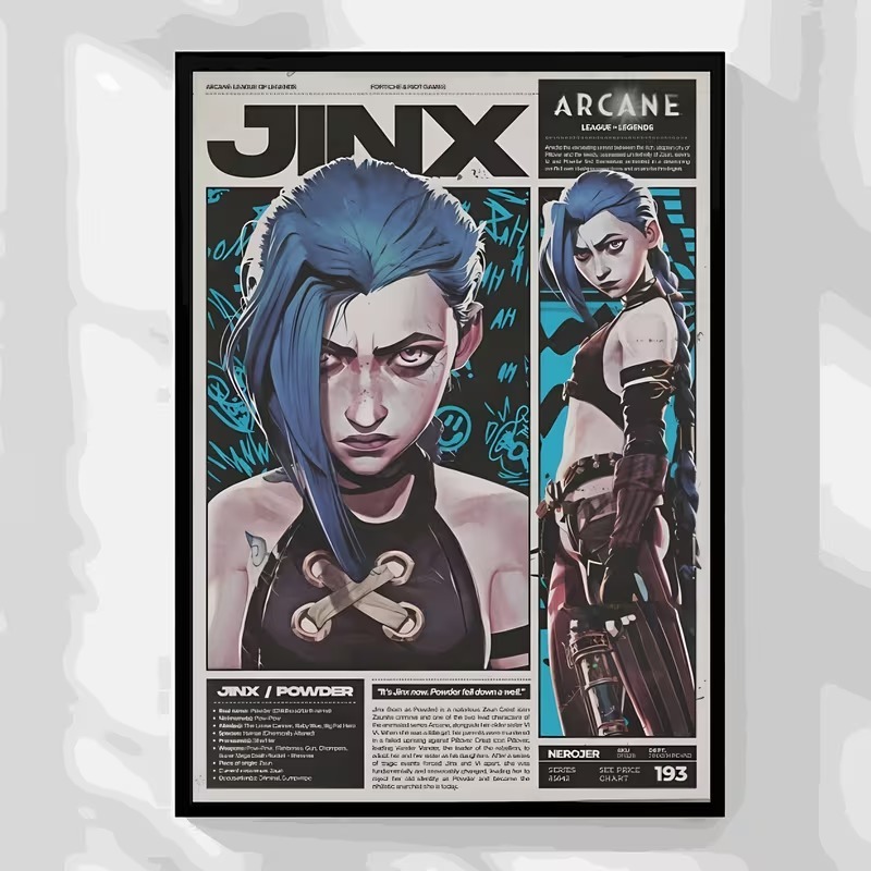 Quadro Poster Jinx Arcane League of Legends | Decoração Quarto Gamer ...