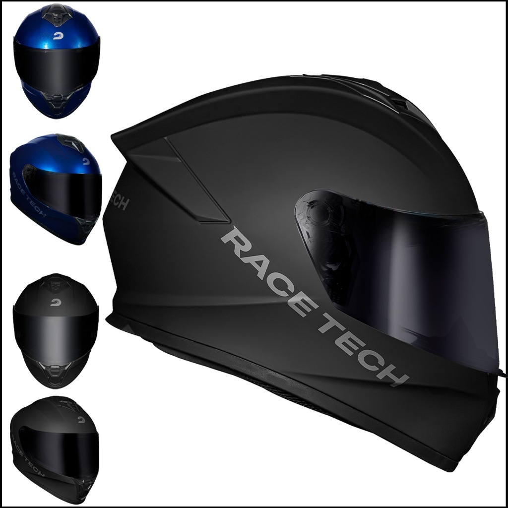 Capacete Race Tech Hit Monocolor Brilhante Fosco Fechado + narigueira ...