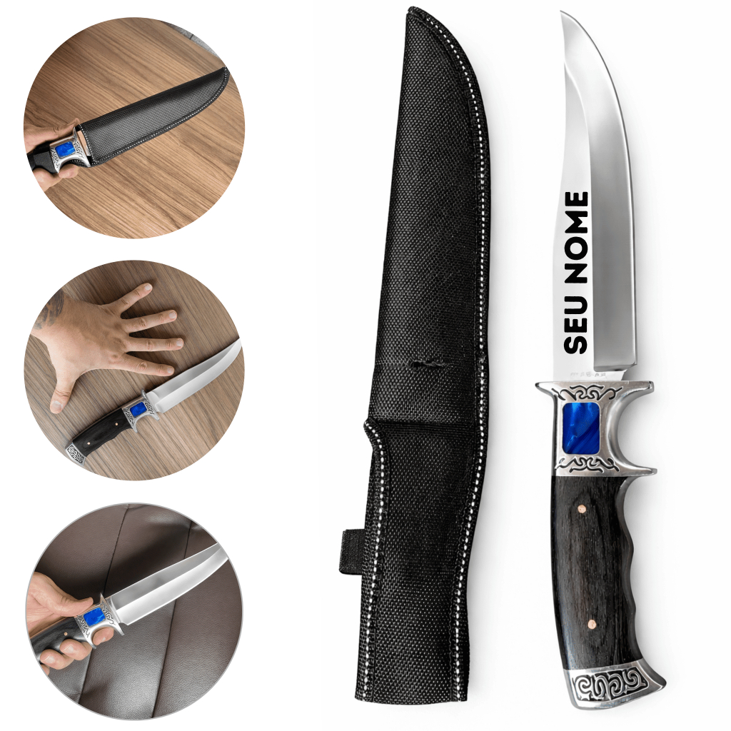 Faca Personalizada Nome Time Logo Caça Pesca Churrasco Inox 32 cm ...