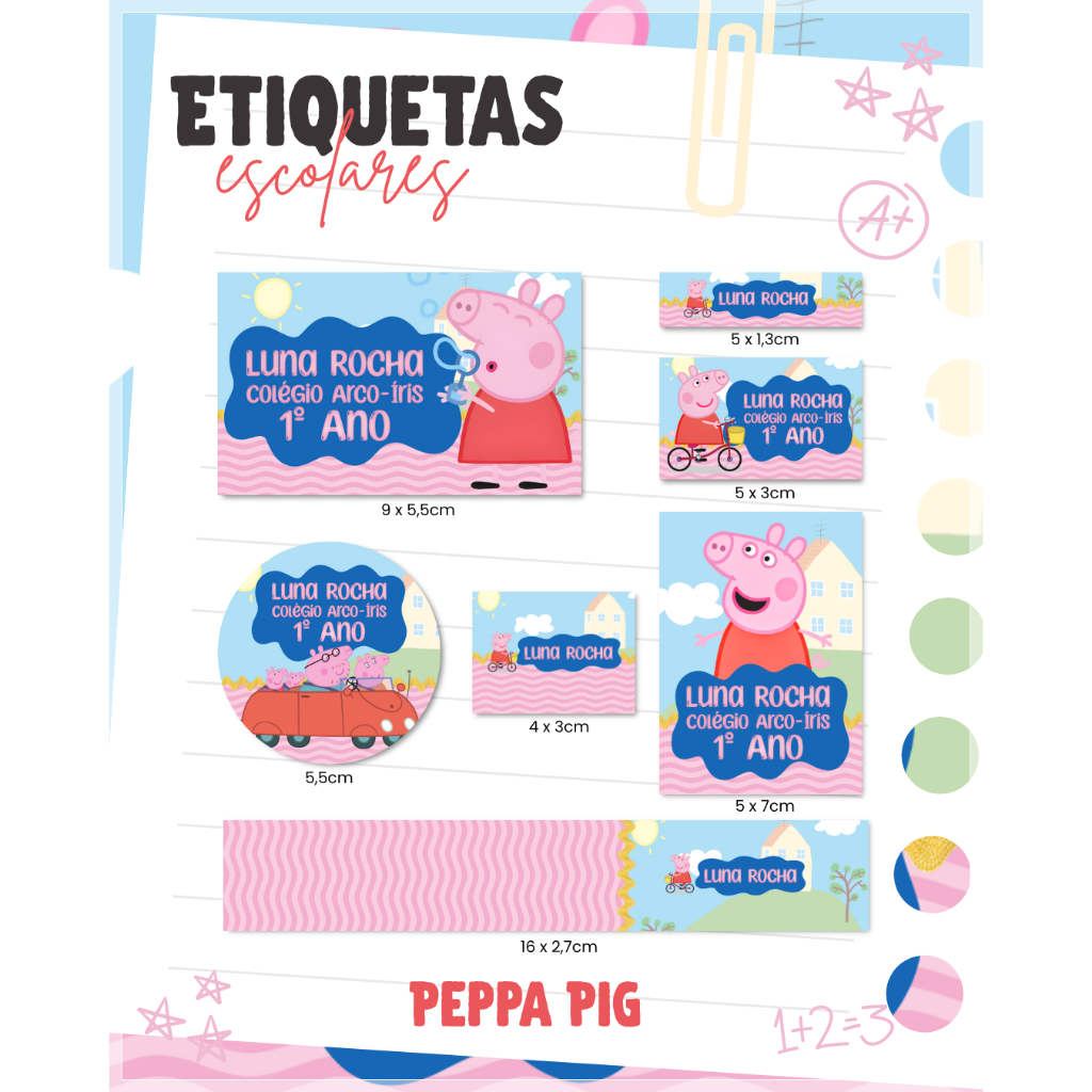 ETIQUETAS ESCOLARES - PEPPA PIG | Shopee Brasil
