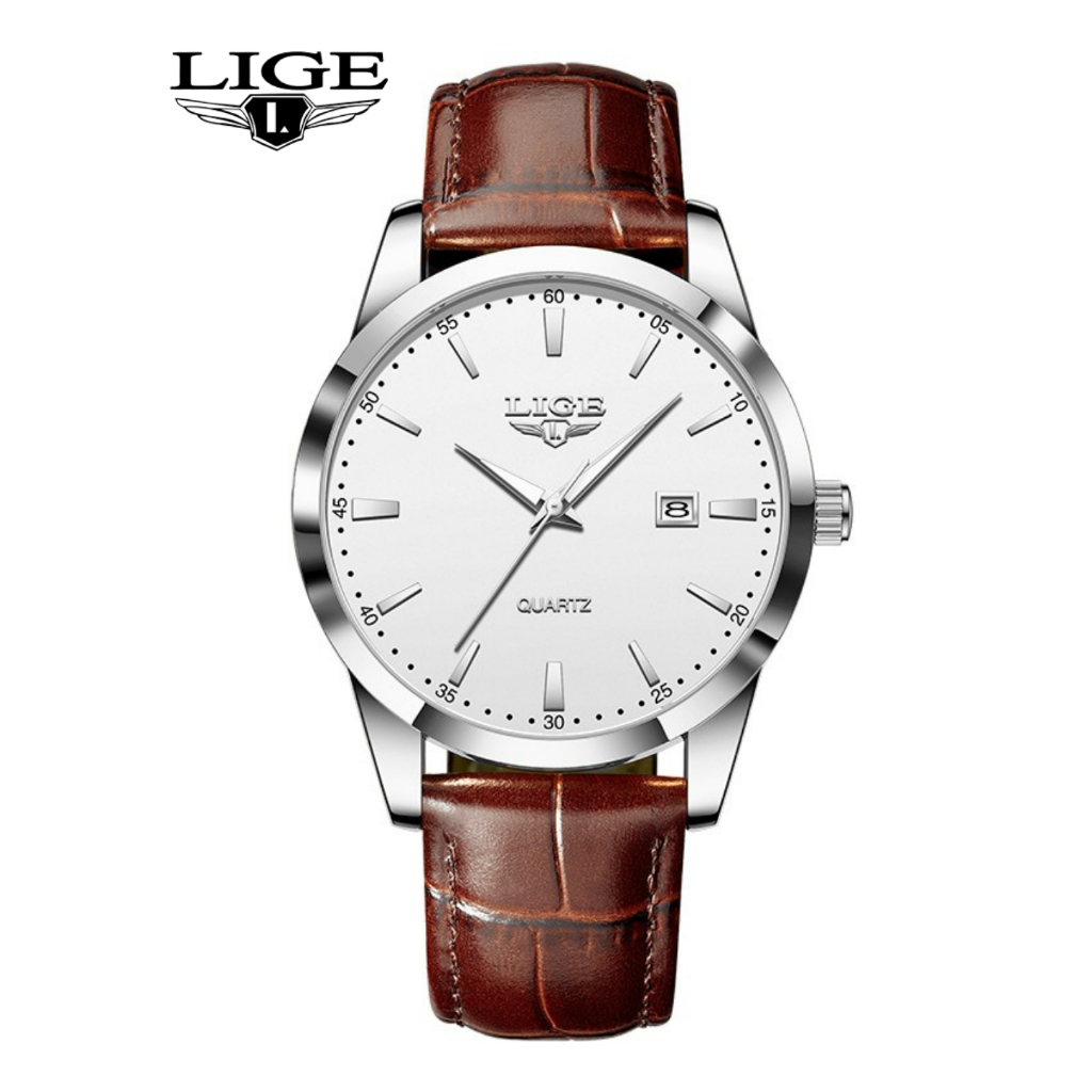 Relógio LIGE 89143 - Elegante Clássico Pulseira de Couro Quartz ...