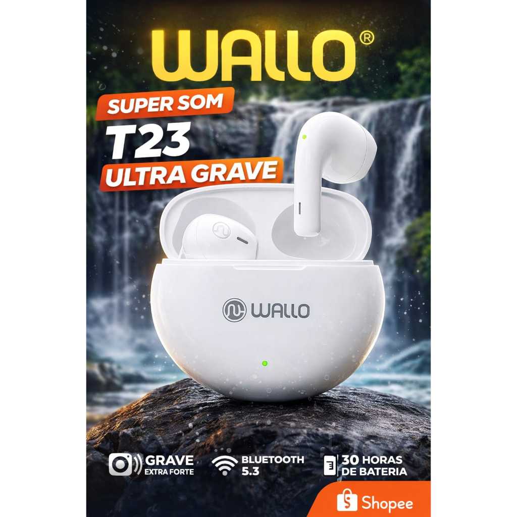 Fone De Ouvido Sem Fio Bluetooth TWS Wallo T23 Ultra Grave! | Shopee Brasil