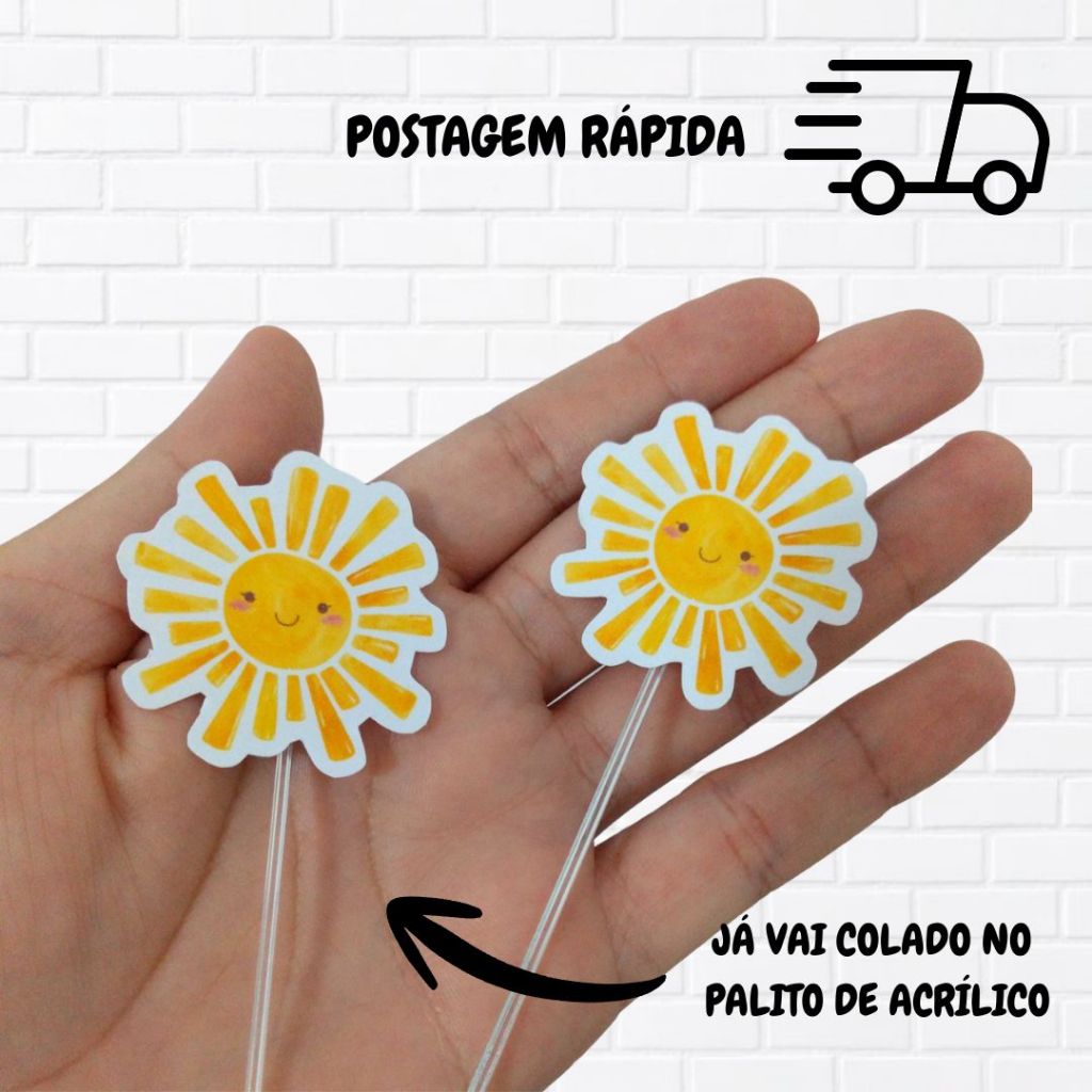 25 ou 50 Topper de Docinho Minha Primeira Volta ao Sol Festa Raio de ...