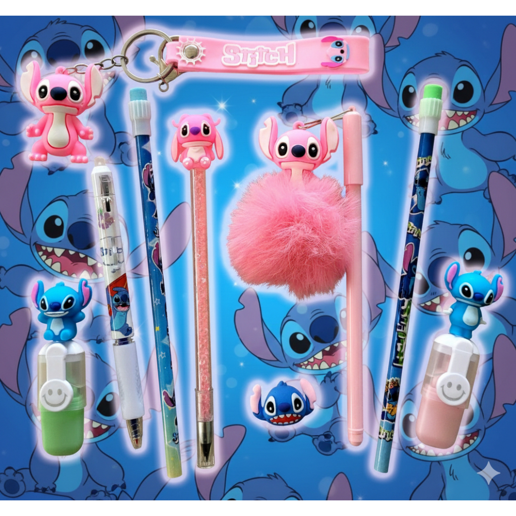 Kit Papelaria Stitch kit escolar Kawaii Lilo & Stitch 9 Itens Presente ...