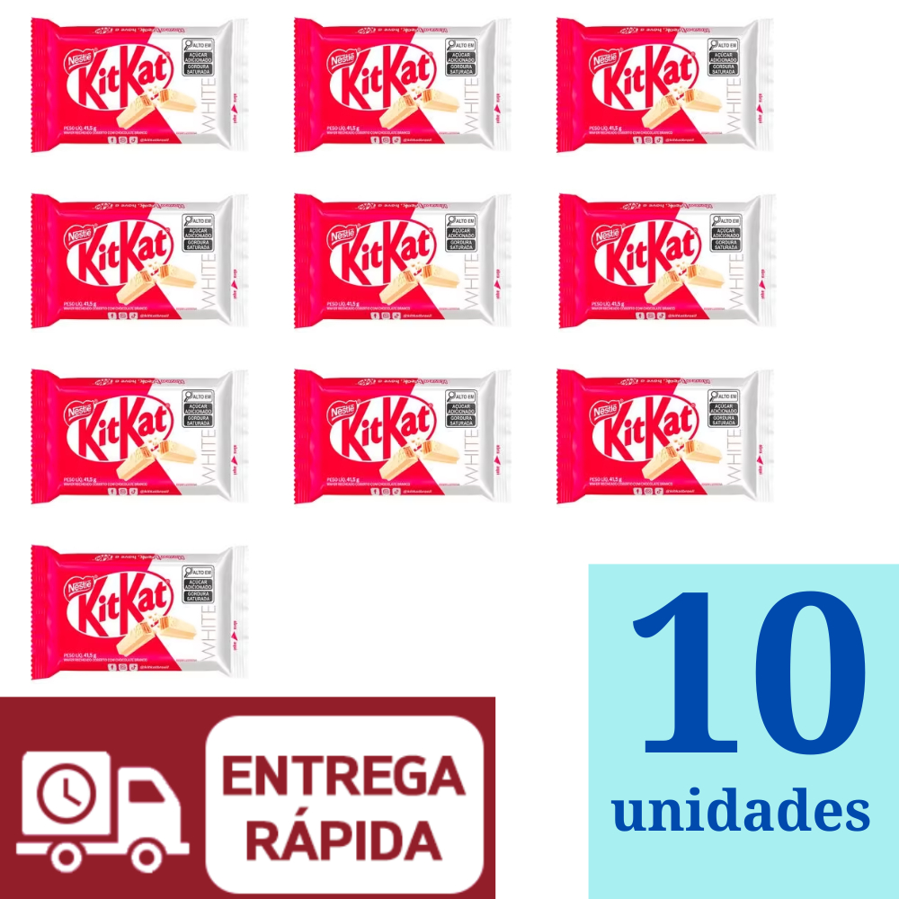 Chocolate Kit Kat Nestlé Branco 41,5g Kit 10 | Shopee Brasil