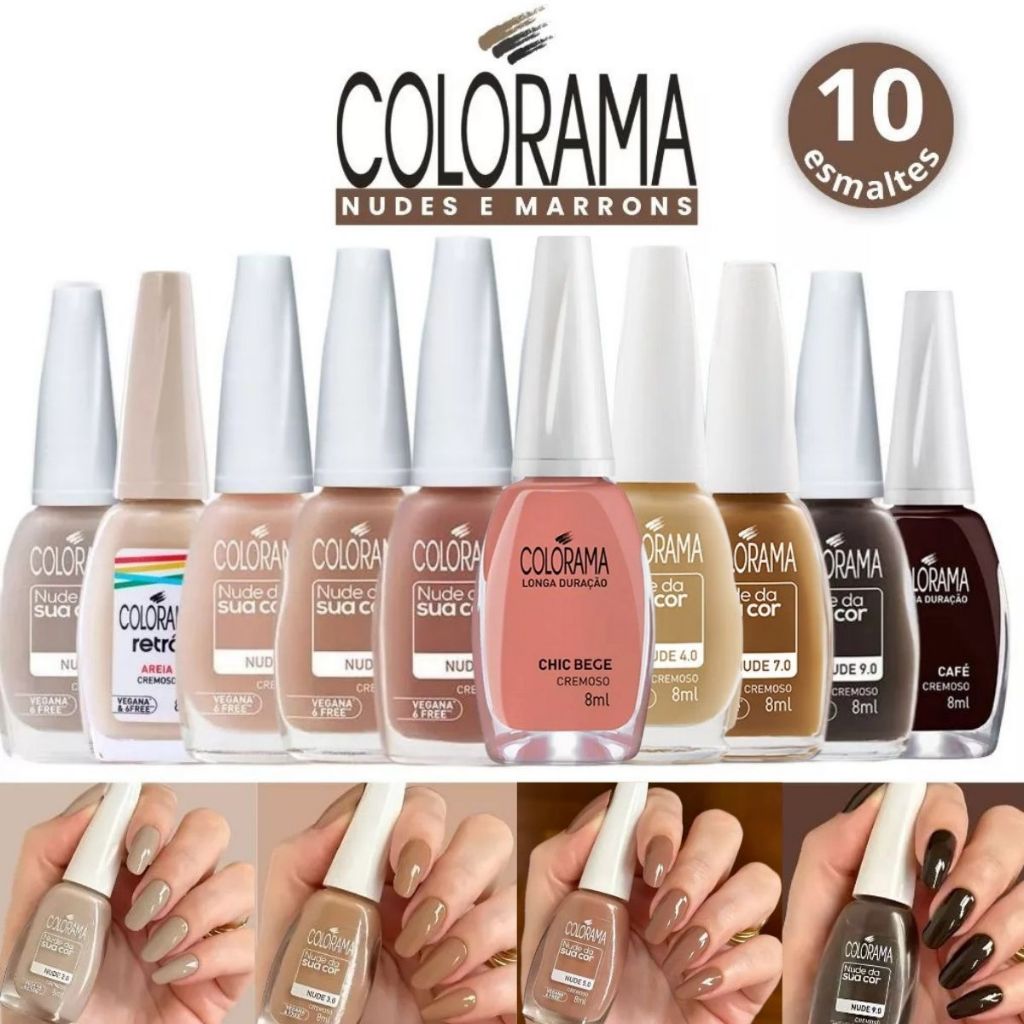 Kit 10 Esmaltes Colorama Tons Nude E Terrosos Atacado | Shopee Brasil