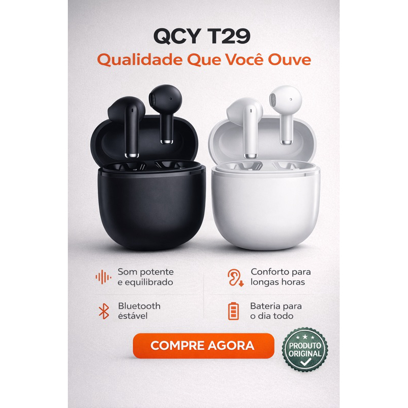 Fone de Ouvido Bluetooth QCY T29 linha AilyBuds Lite | Shopee Brasil